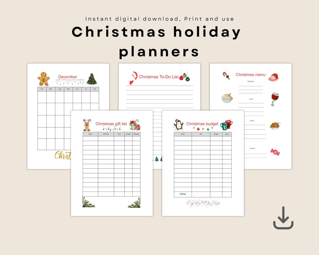Christmas Gift List Printable Planner Holiday Planners, Instant ...