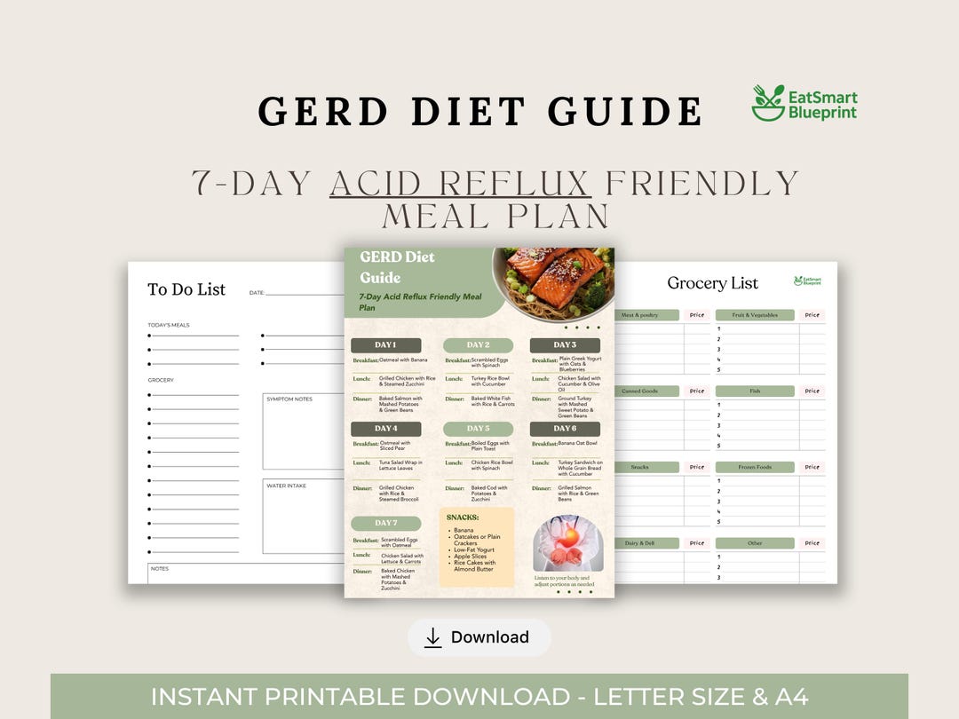GERD Food Guide, Acid Reflux Friendly Foods, Printable PDF - Etsy UK