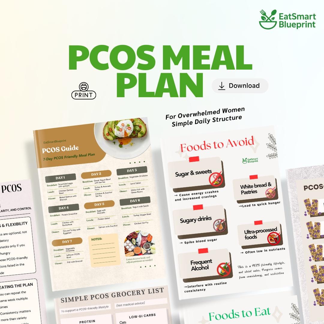 PCOS Meal Plan 7-day Pcos-friendly Diet Simple Structure for Hormone ...