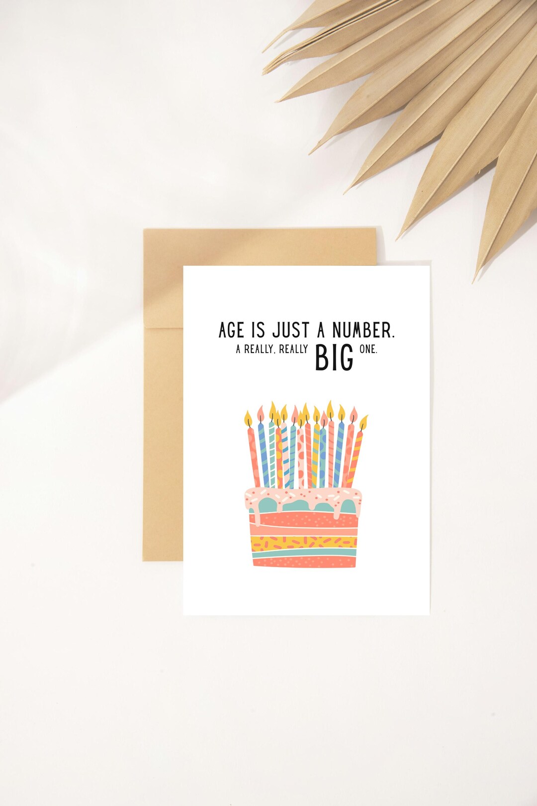 Funny Neutral Birthday Card With Text and a Large Birthday Cake. - Etsy