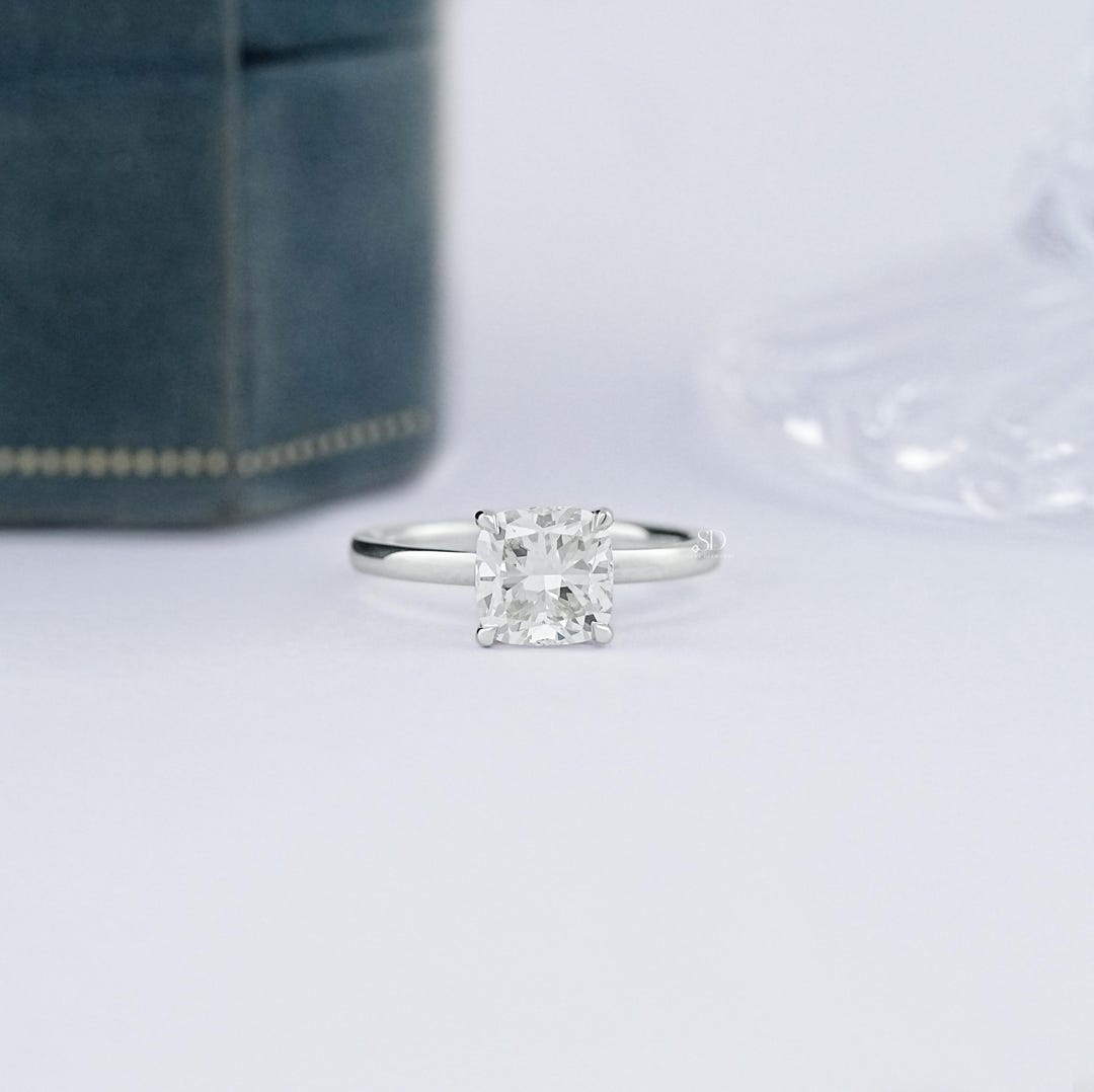 Square Cushion Cut Lab Grown Diamond Ring / Eco Friendly Diamond ...