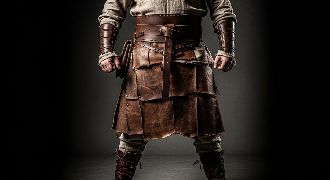 Viking Berserker Leather Kilt – Handmade Norse Warrior Kilt for LARP ...