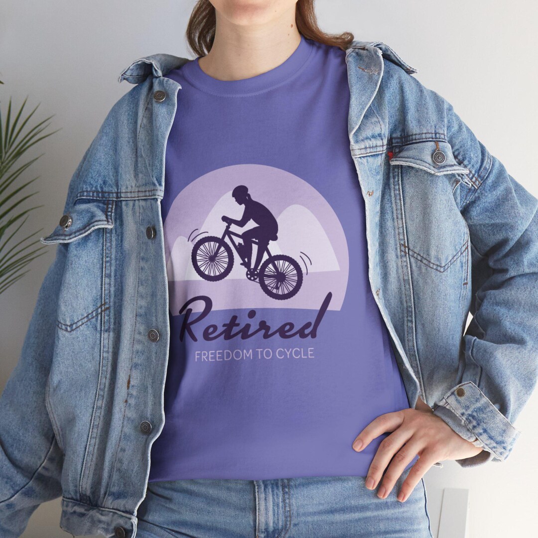 Retired Freedom to Cycle T-shirt | Woman Biking Mountain Silhouette - Etsy