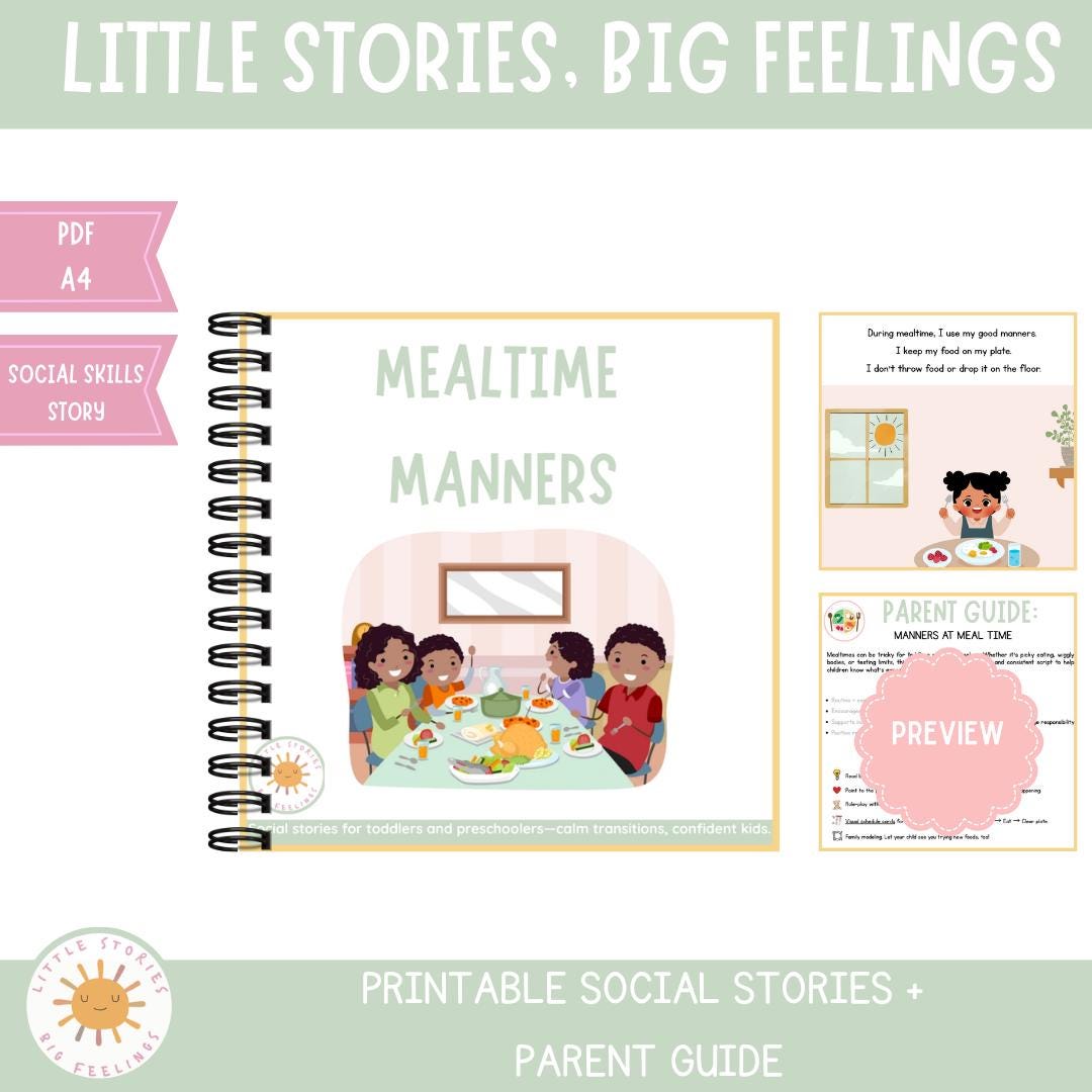 Mealtime Manners Social Story — Editable PDF + Parent Guide - Etsy