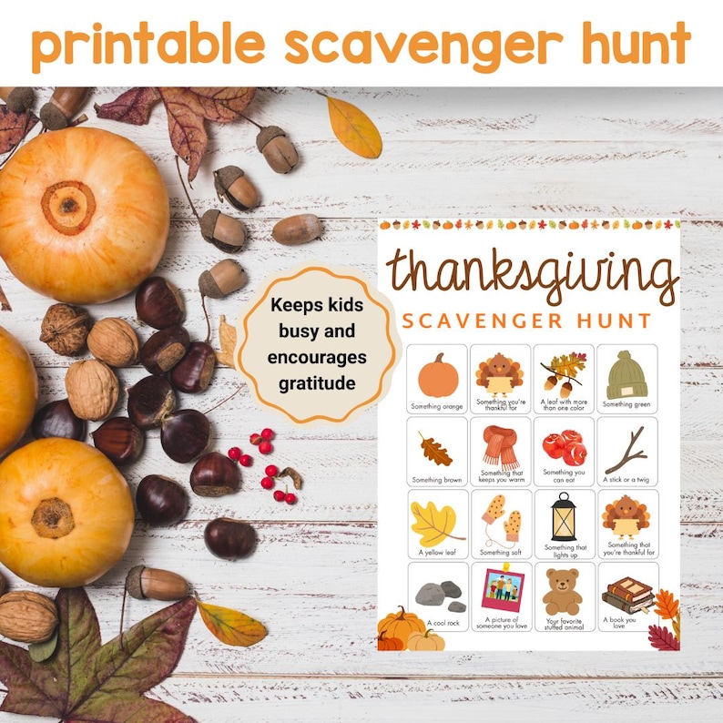 Thanksgiving Scavenger Hunt Bundle — 4 Activities in 1! - Etsy