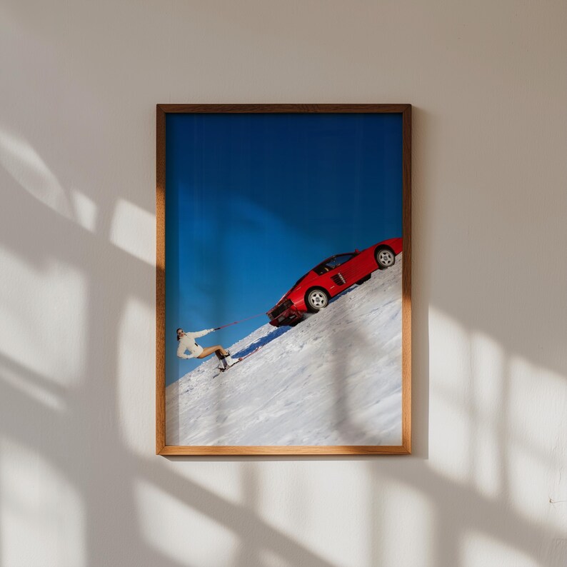 Luxury Ski Poster, Red Sports Car, Alpine Drive Print (digital Download ...