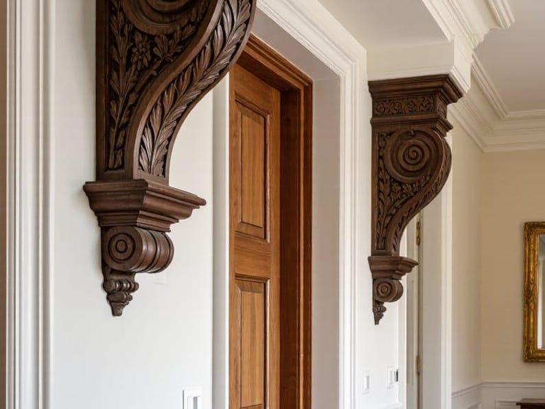 Decorative Hand Carved Wooden Corbel Support for Shelf, Canopy ...