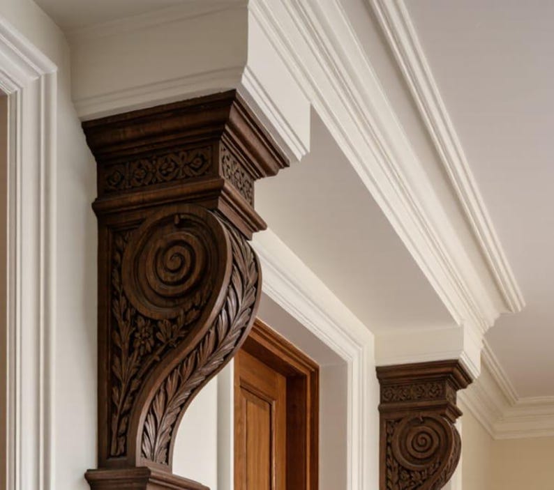 Decorative Hand Carved Wooden Corbel Support for Shelf, Canopy ...