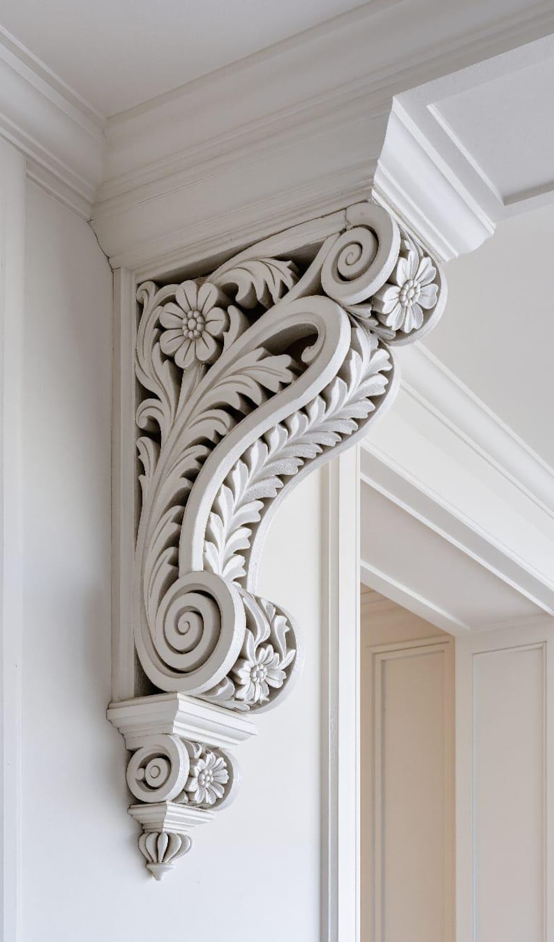 Traditional Floral Carved Wooden Corbel – Handmade - Etsy