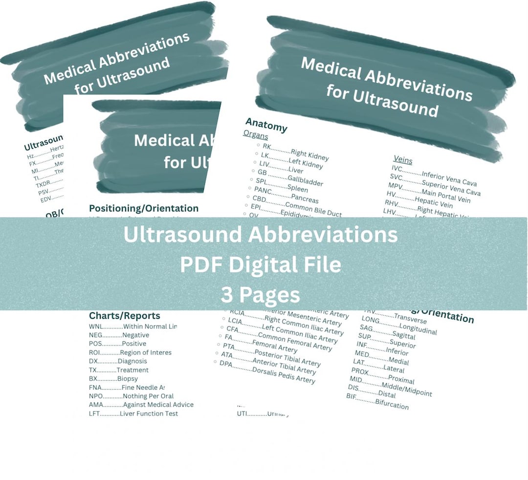 Ultrasound Abbreviations Printable | Medical Abbreviations PDF ...