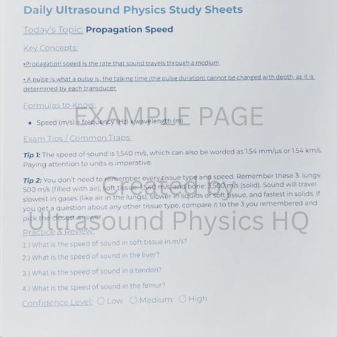 Ultrasound Physics SPI Study Sheet - Doppler Shift | ARDMS Test Prep - Etsy