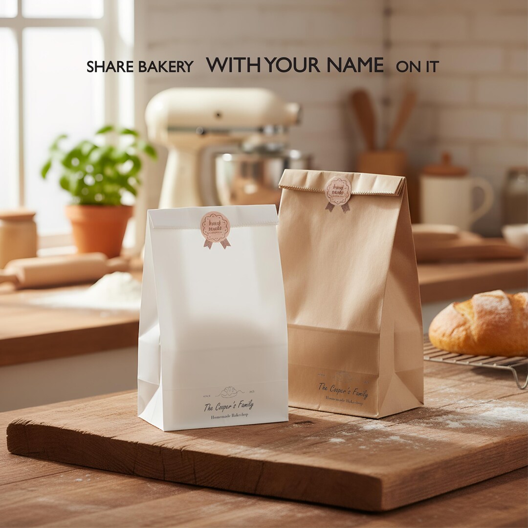Personalized Kraft Bread Bags | Custom Sourdough Kraft Loaf Bag | Home ...