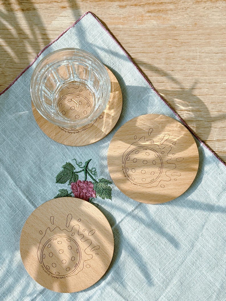 Beech Wood Pickleball Coasters - Etsy