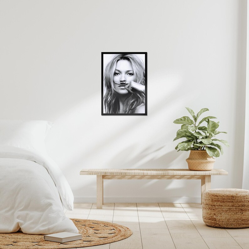 Kate Moss Moustache, Luxury Vintage Fashion Poster, Aesthetic Room ...