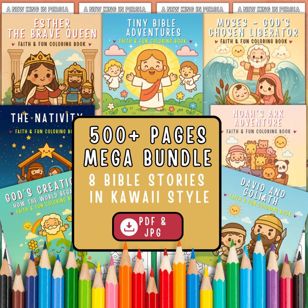 Kawaii Bible Stories Coloring Book Bundle – Christian Homeschool (PDF ...