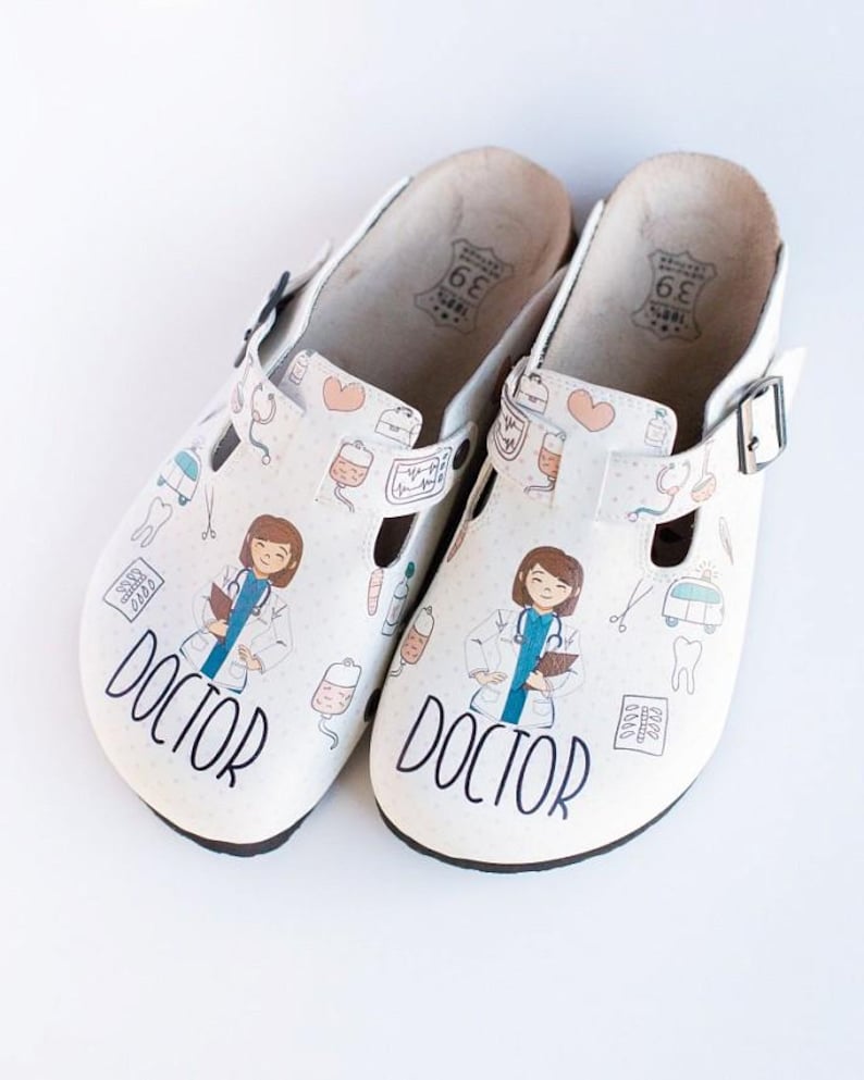 Women’s Orthopedic Medical Clogs, Nurse Slippers, Doctor Print Design ...