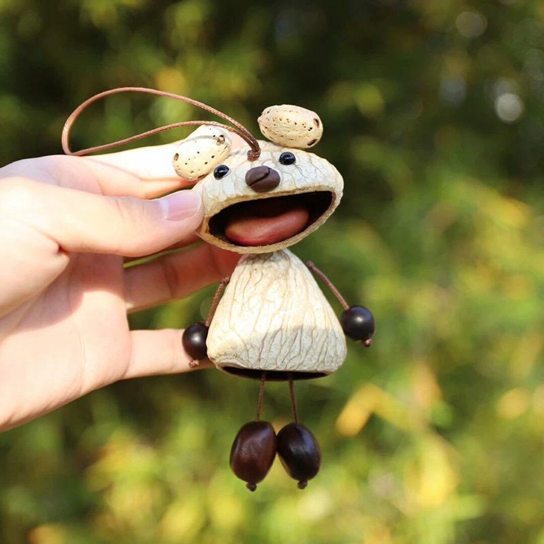 Handmade Natural Fruit Shell Dolls, Wind Chime Pendants, Bag ...