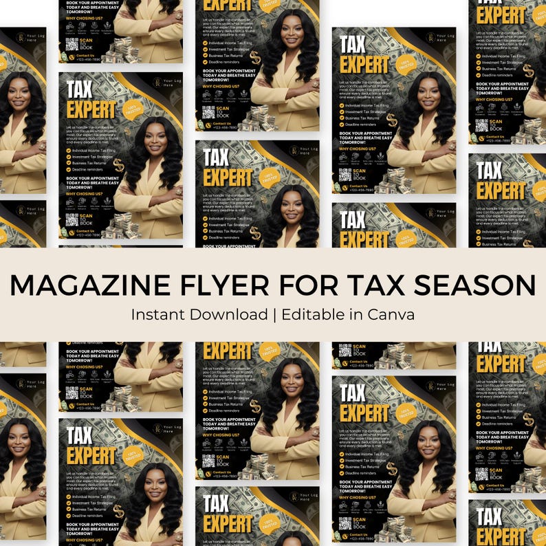 Modern Tax Prep Flyer, Accountant Marketing, Editable Canva Template - Etsy