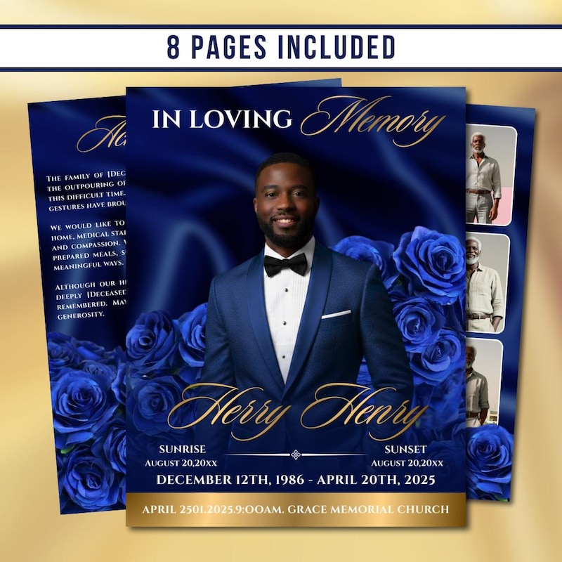 4 Page Blue Memorial - Etsy