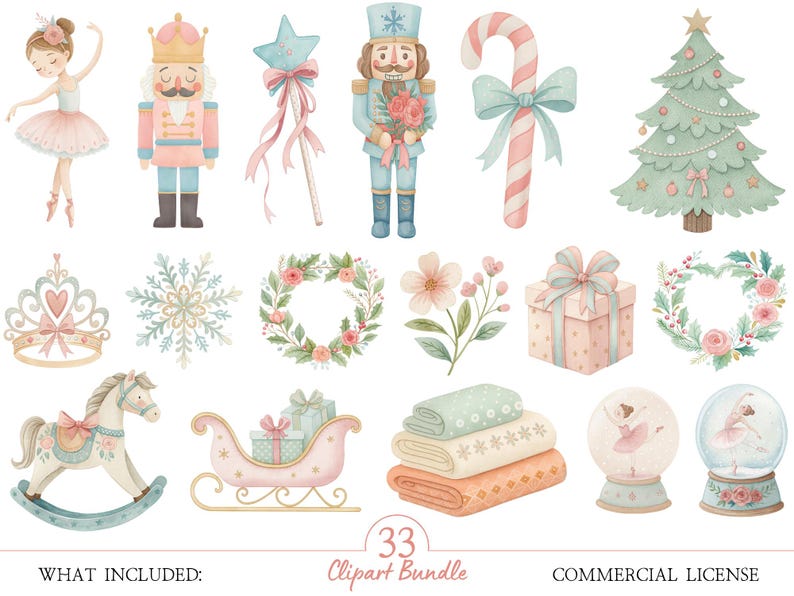 Watercolor Nutcracker Clipart Set: Classic Christmas Ballet PNG ...