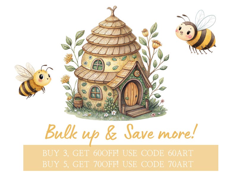Spring Honey Bee Clipart Set – Bumblebee Hives and Wildflower Wreaths ...