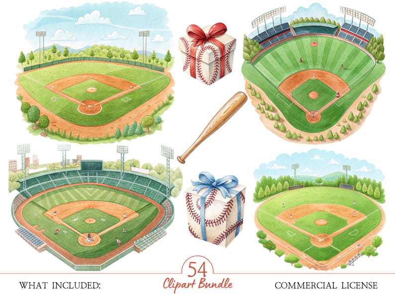 Watercolor Baseball Clipart Bundle – Rookie of the Year Boy Birthday ...