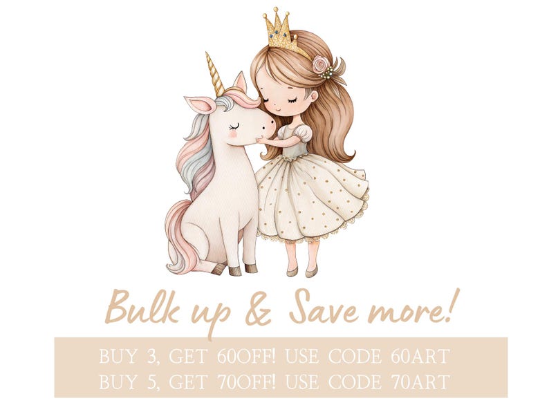 Boho Princess Clipart Set: Watercolor Castle, Unicorn and Fairytale ...