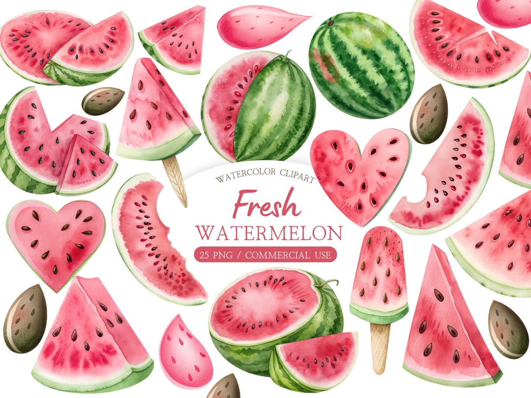 Watercolor Watermelon Clipart Bundle – One in a Melon Birthday and ...