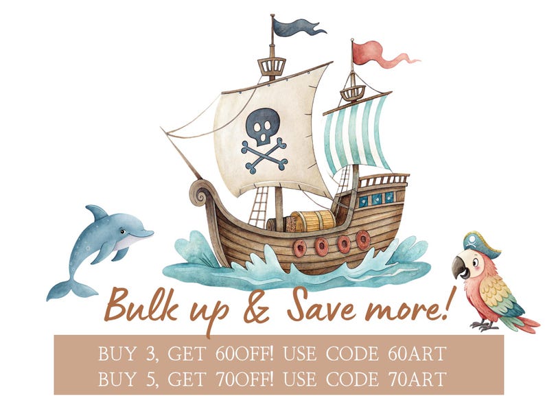 Watercolor Pirate Clipart Bundle – Treasure Chest and Island Adventure ...