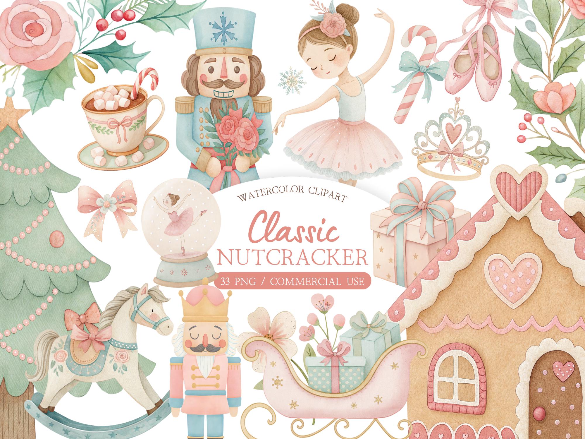 Watercolor Nutcracker Clipart Set: Classic Christmas Ballet PNG ...