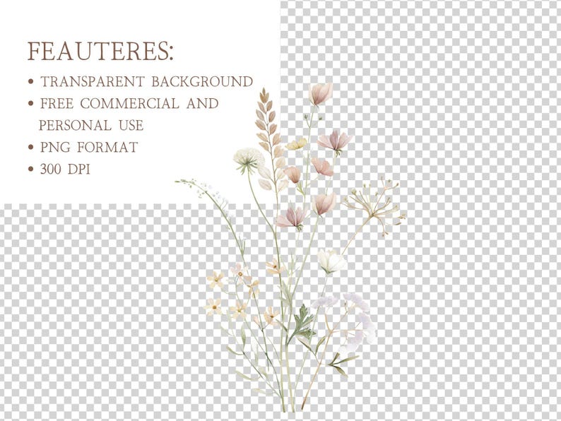 Pastel Wildflower Clipart Bundle – Floral Borders and Wreath Frames ...