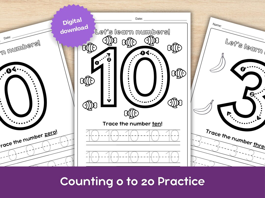 Printable Number Tracing Sheets | Counting Practice 0-20 With Tracing ...