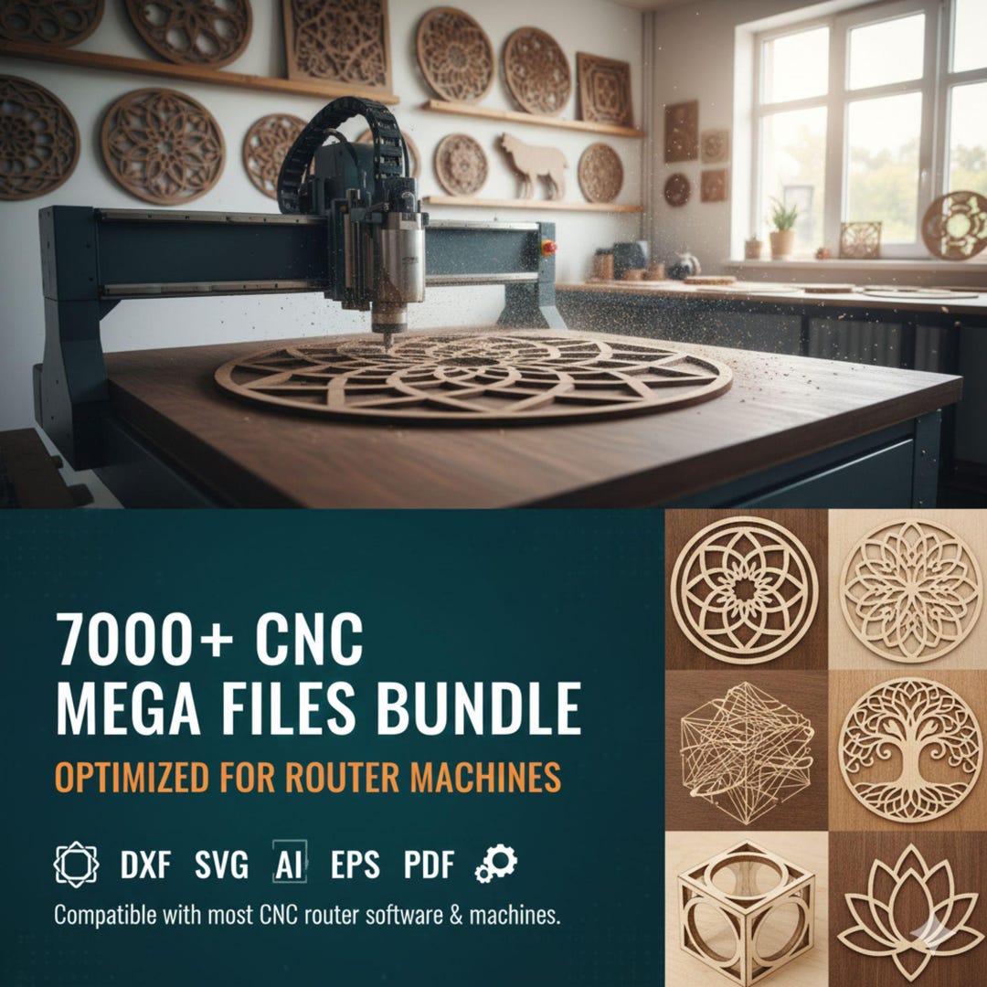 7000+ CNC Mega Files Bundle for Router Machines, Wood Carving, 3D ...