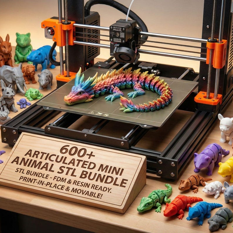 Más de 600 minianimales articulados STL, paquete de animales flexibles ...