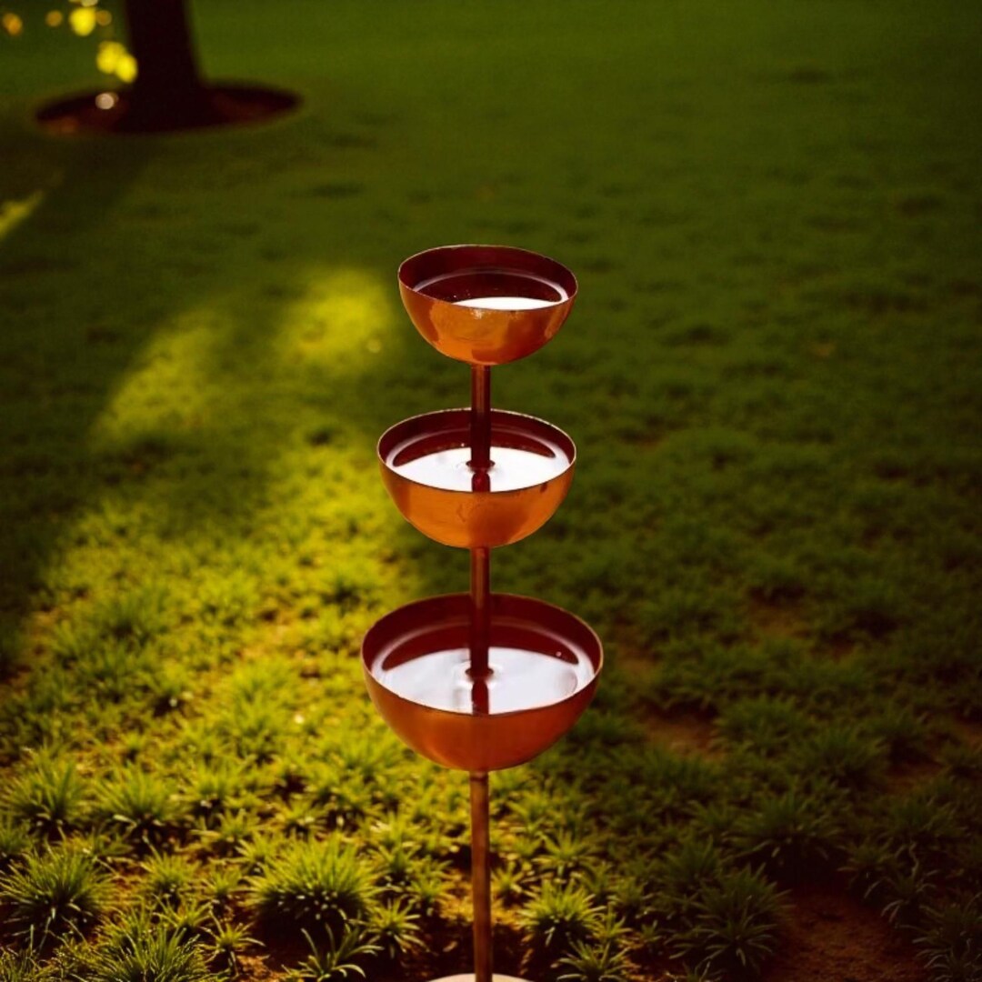 Rust Patina Metal Garden Drip Tower Stake – 68cm Water Feature & Flower ...