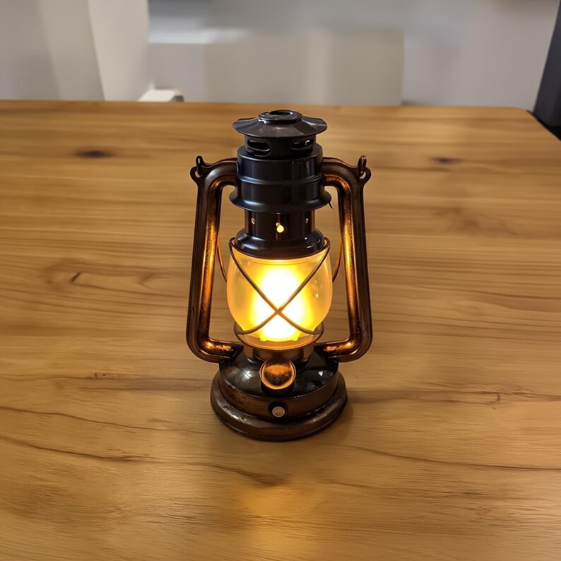 Dimmable Rustic Electric Lantern Lamp – Retro Camping Atmosphere Light ...