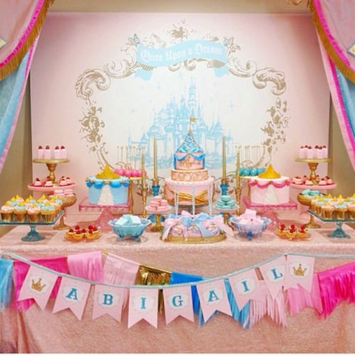 Printable PRINCESS Pink Gold Backdrop. Princess Birthday Party - Etsy