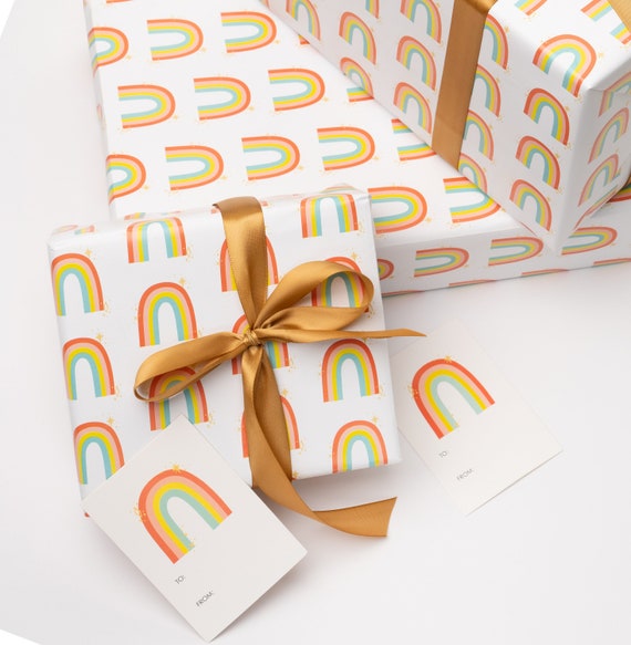 Rainbow Wrapping Paper Gift Wrap Paper Set -w/ 3 sheets- 27" x 39 ...