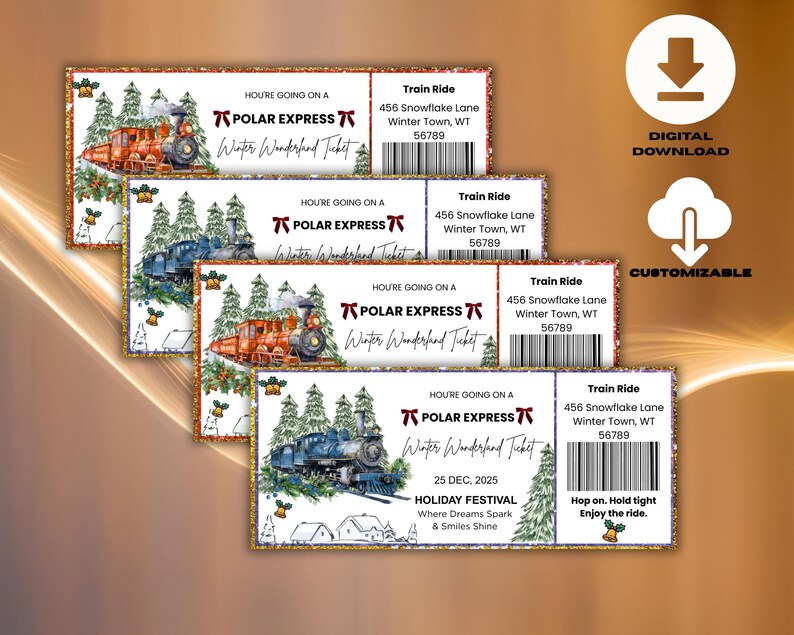 Editable Polar Express Ticket, Winter Wonderland Ticket, Travel Voucher ...
