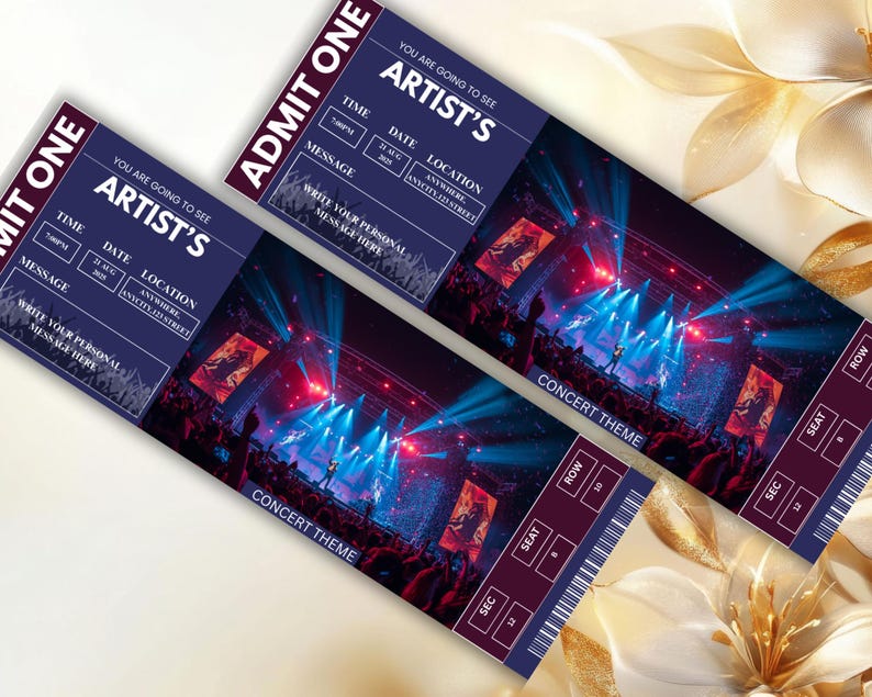 Editable Concert Ticket Template 2026, Printable Event Ticket, Birthday ...