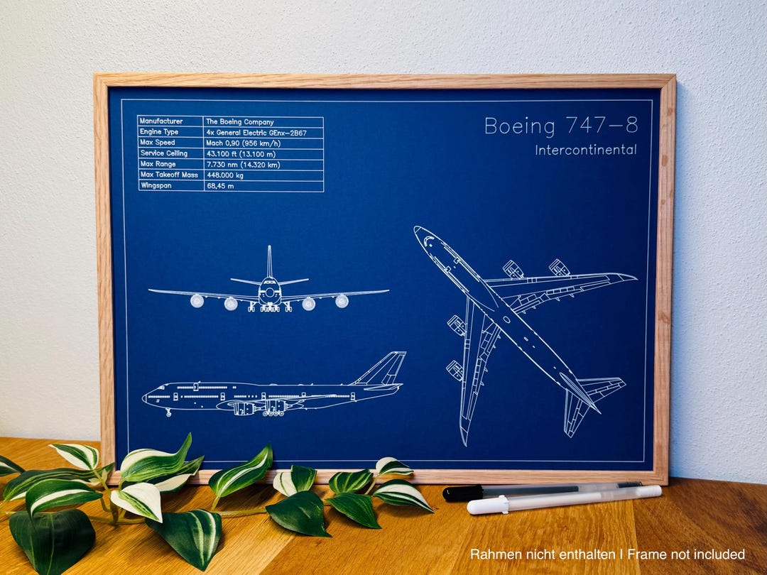 Boeing 747-8 Intercontinental Blueprint | DIN A3 Aircraft Blueprint ...