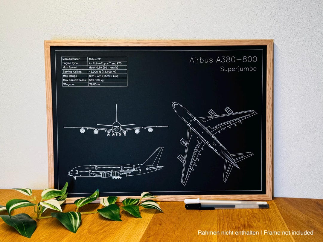 Airbus A380-800 Blueprint | DIN A3 Aircraft Blueprint Poster | Aviation ...