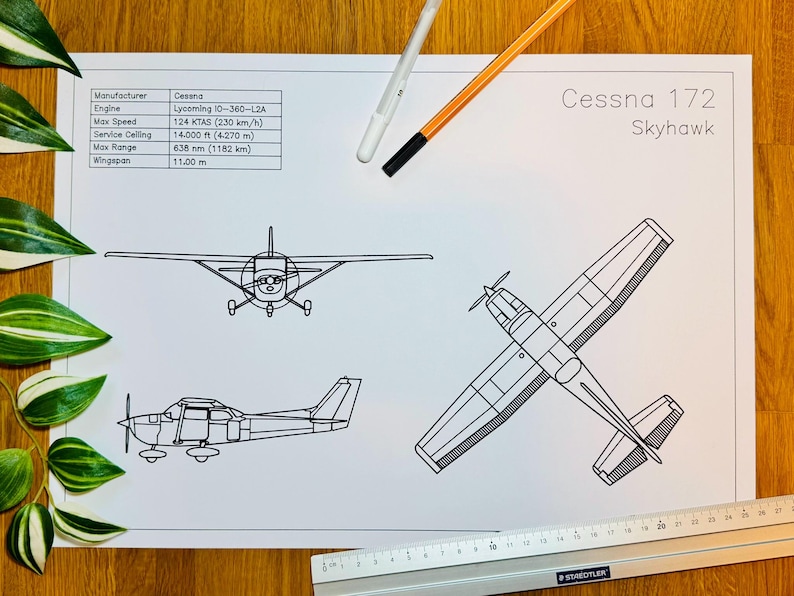 Custom Aircraft Blueprints | Pen Plotter Aviation Poster | Aircraft ...