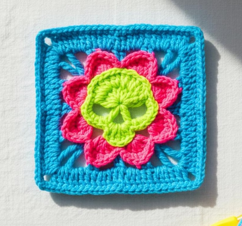 Granny Square Skull Crochet Pattern ( Digital Print Pdf), Spooky Gothic ...