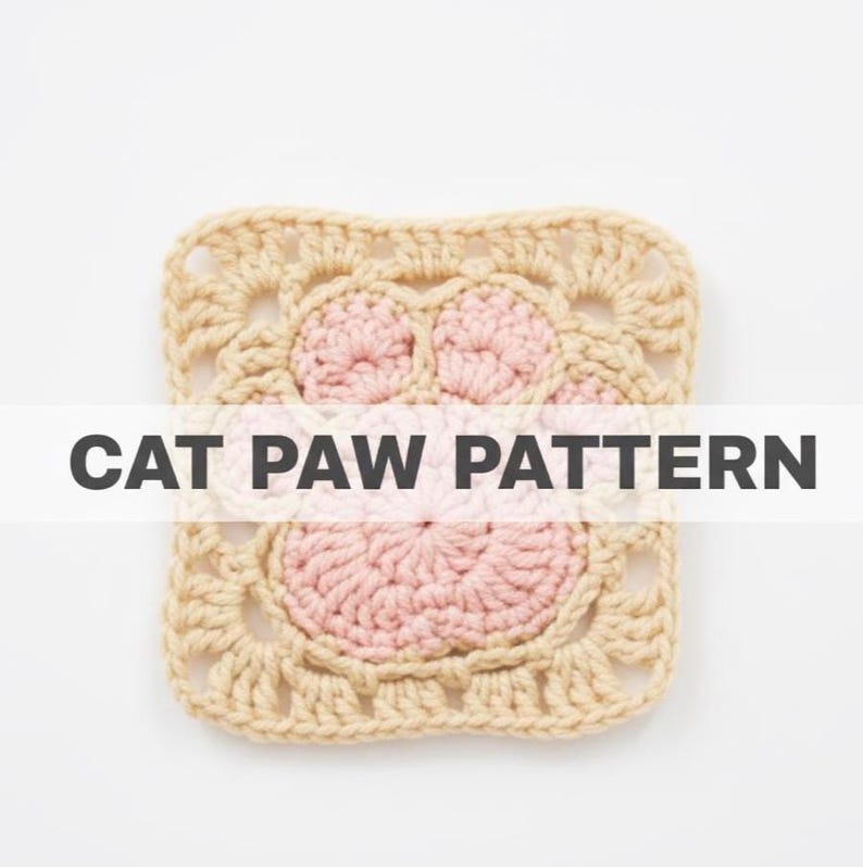 Cat Paw Crochet English Pattern: Cat Paw Granny Square Instant Print ...