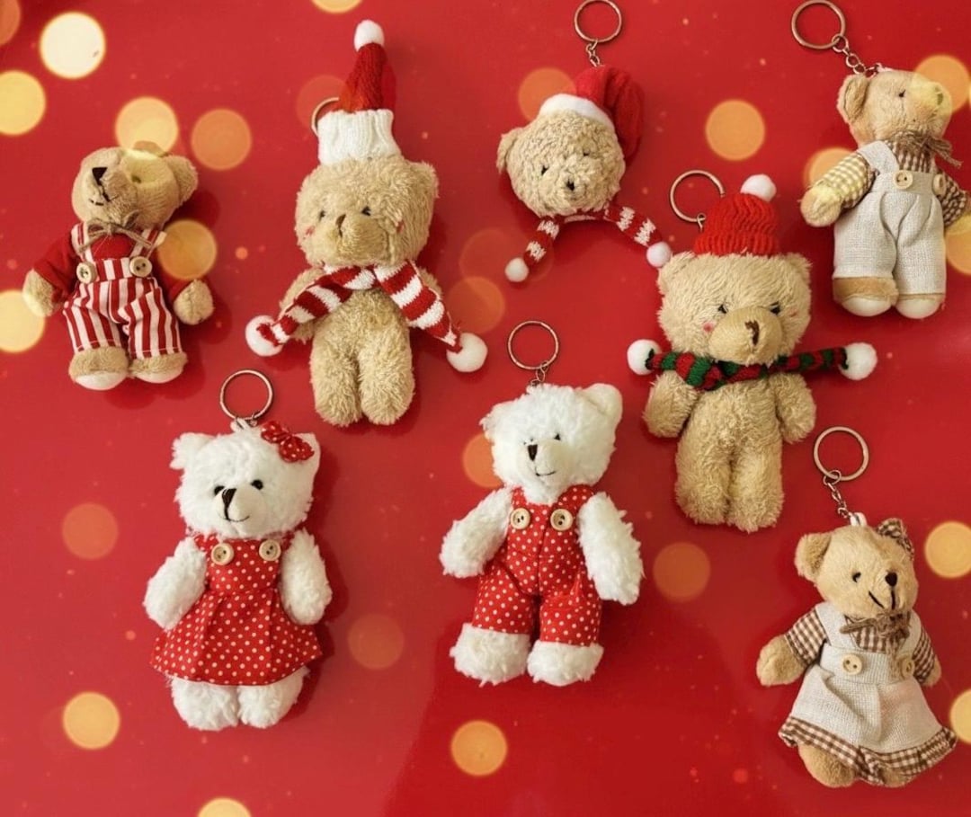 Teddy Bear Christmas Ornaments: Mini Plush Teddy Ornament and Keychain ...