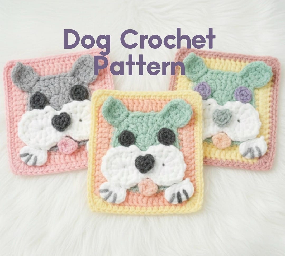 Granny Square Dog Crochet Pattern: 3D Motif Crochet Square Dog Pattern ...