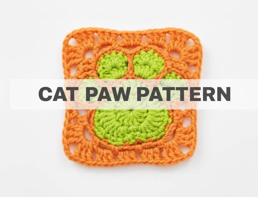 Cat Paw Crochet English Pattern: Cat Paw Granny Square Instant Print ...