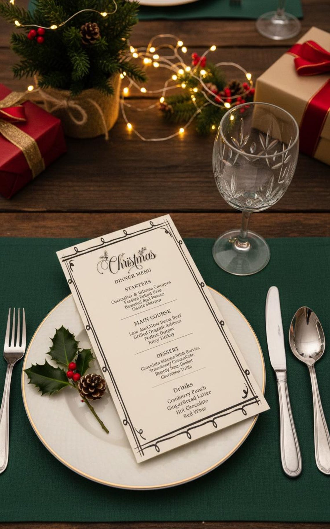 Elegant Christmas Menu Template Holiday Dinner Digital Download PDF OR ...