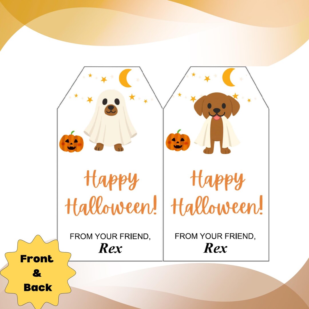 Happy Halloween Gift Tags Printable | Cute Ghost Dog Trick or Treat ...